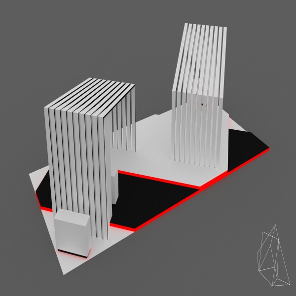 LARGE EXHIBITION STAND WITH PARALLEL LINE ELEMENTS 3D MODEL - FREE ...