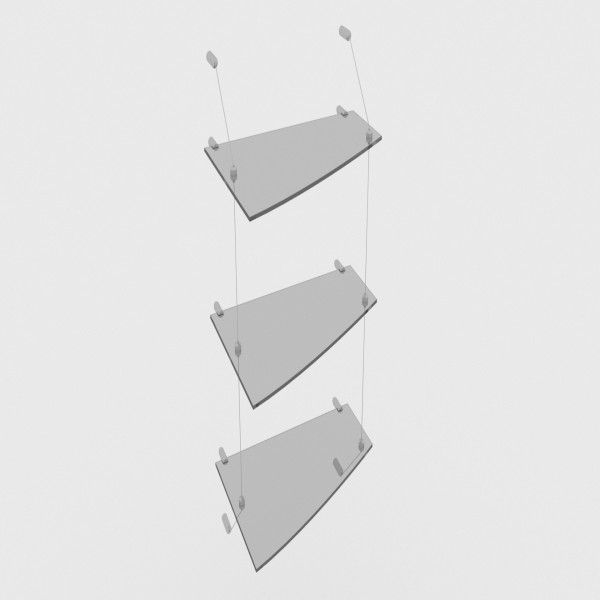 WALL MOUNTED GLASS SHELVING UNIT 3D MODEL - FREE DOWNLOAD | FREE POLYGON