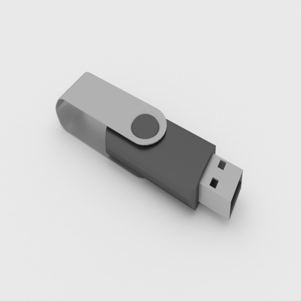 BLACK AND SILVER USB FLASH DRIVE 3D MODEL - FREE DOWNLOAD | FREE POLYGON